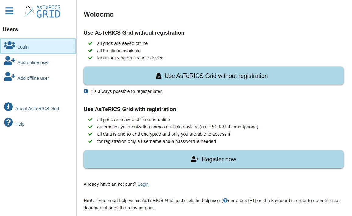 AsTeRICS Grid Dynamic Communicator – 2 – Welcome and Registration ...