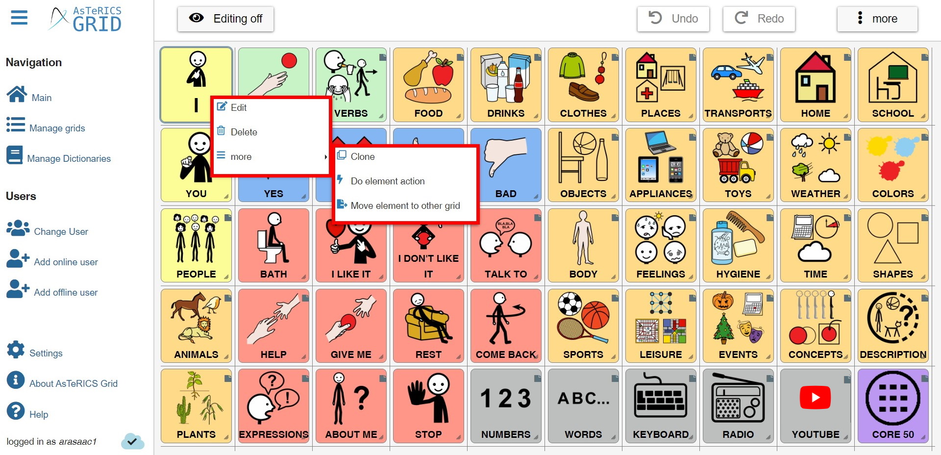 AsTeRICS Grid Communicator – 6 – Edit cell label (text) – Aula abierta ...