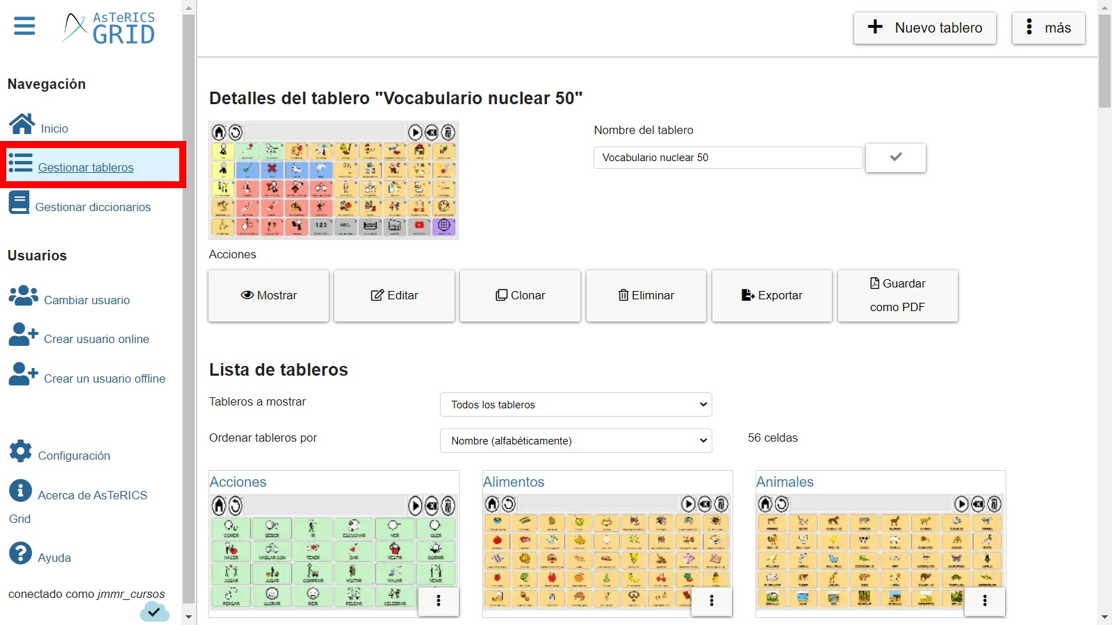 Comunicador AsTeRICS Grid – 17 – Gestionar tableros – Aula abierta de ...