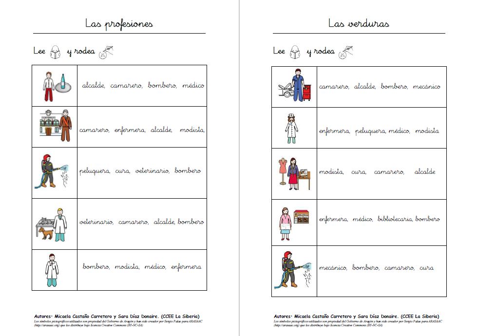 Aprendo, leo y escribo vocabulario - Profesiones y herramientas - Comunidad