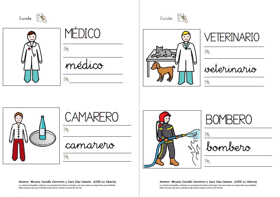 Aprendo, leo y escribo vocabulario - Profesiones y herramientas ...