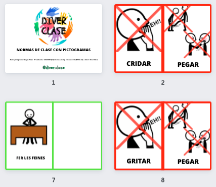 Normas de clase con pictogramas