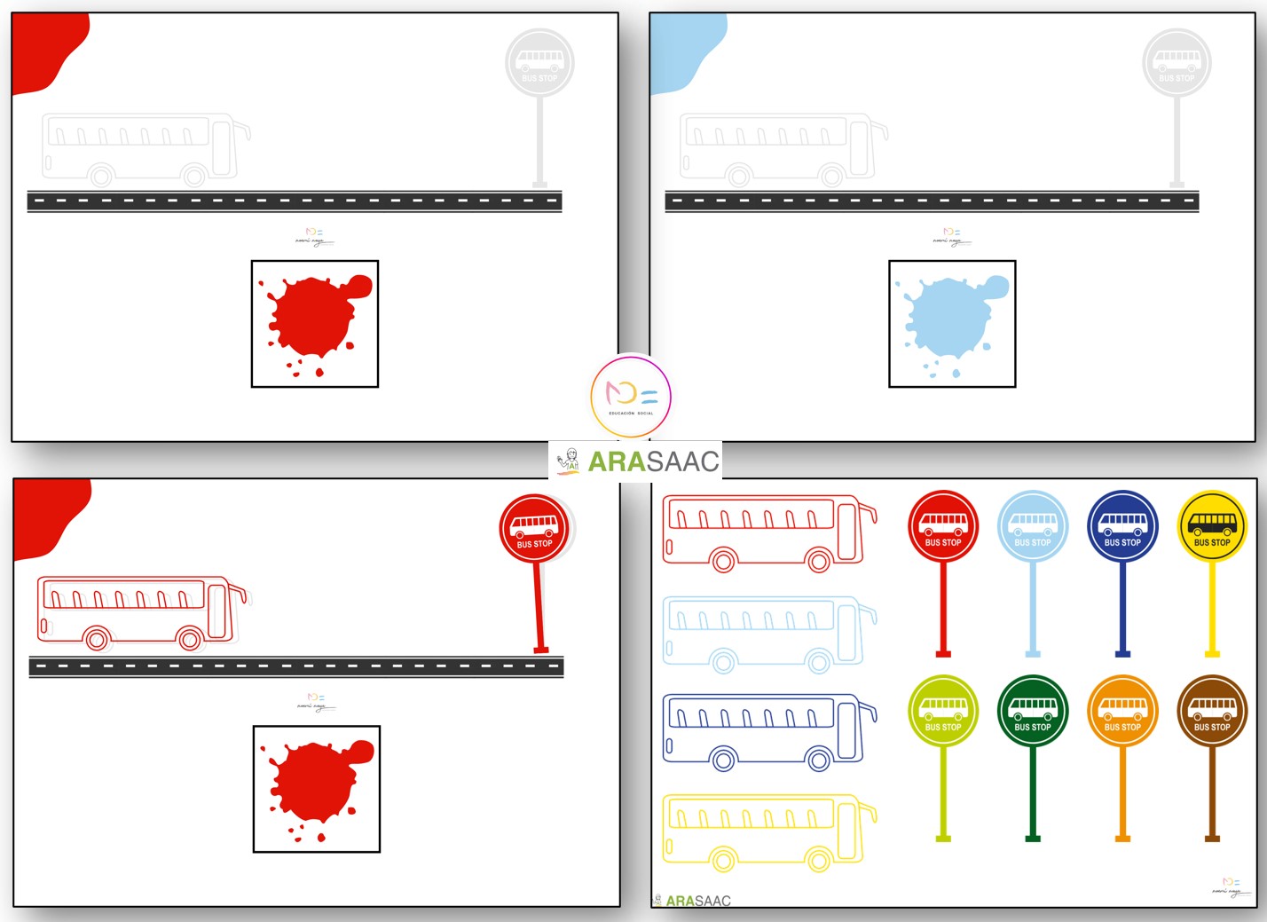 Material REACCH: Autobuses de colores - Pictofacile