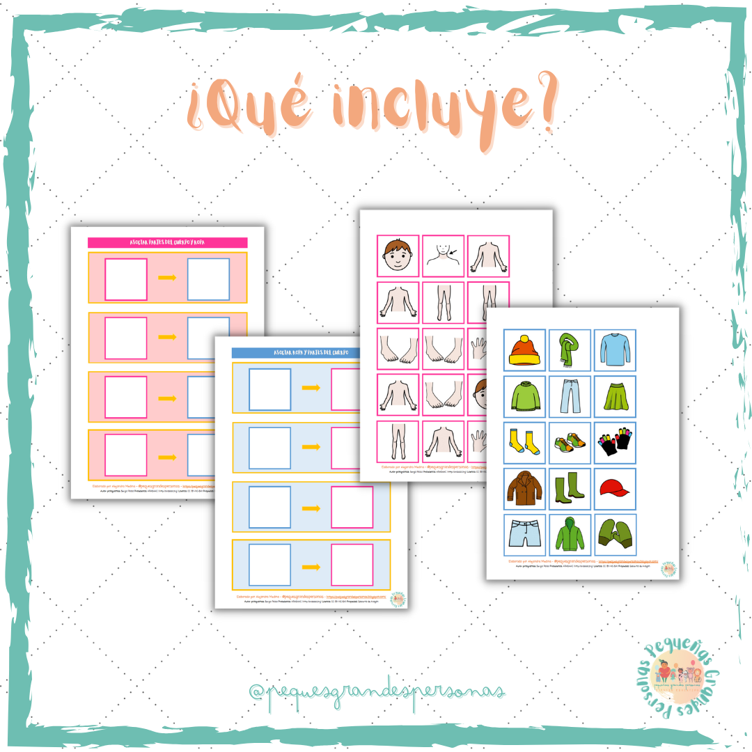 Asociar partes del cuerpo y ropa.