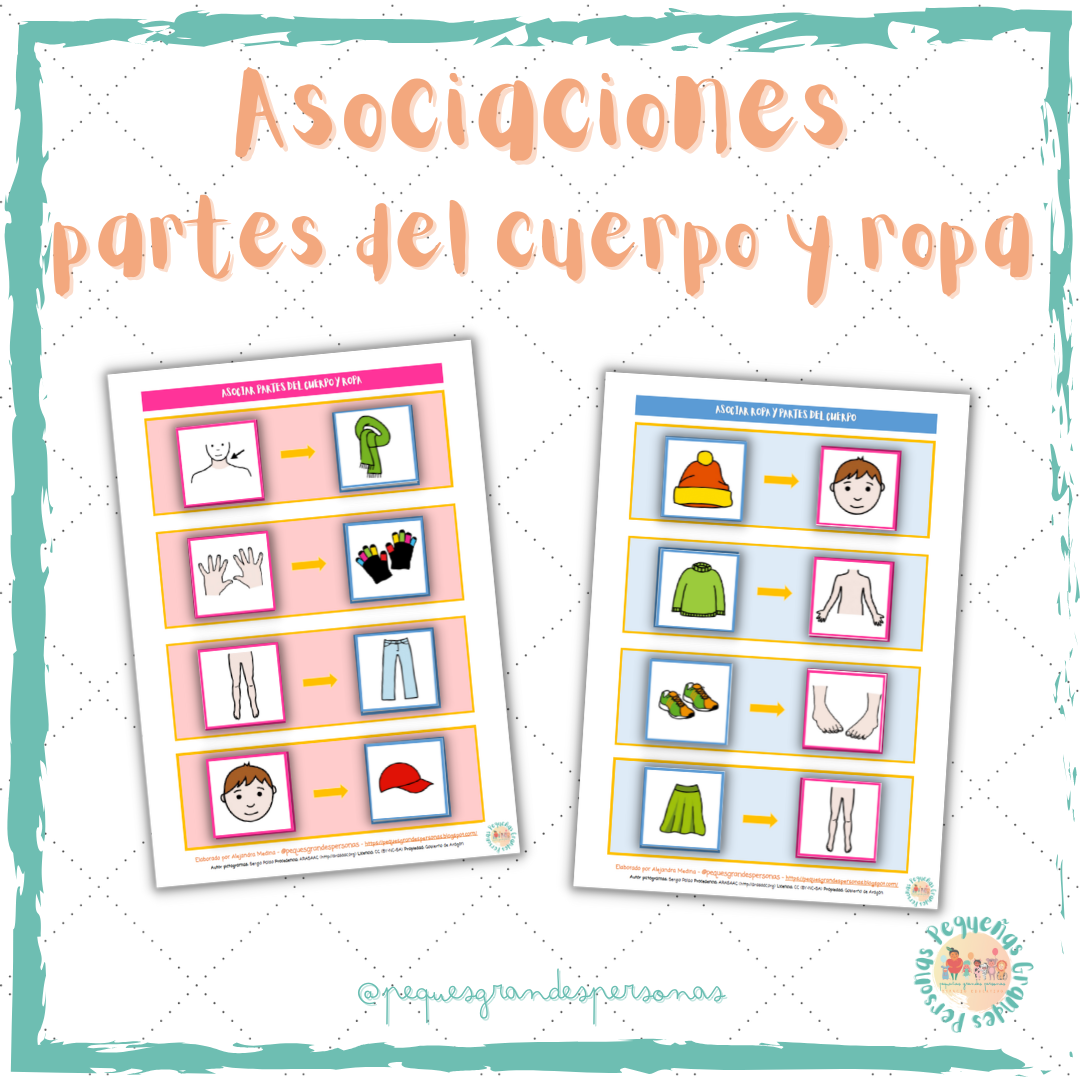 Asociar partes del cuerpo y ropa.