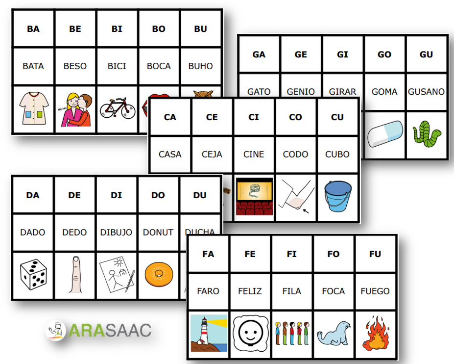 Tarjetas: Lectura Silábica