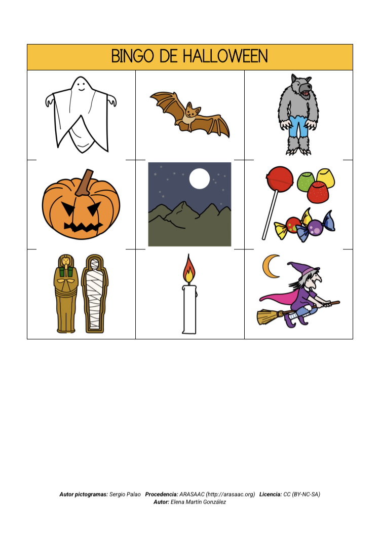 BINGO HALLOWEEN - RULETA - Pictofacile
